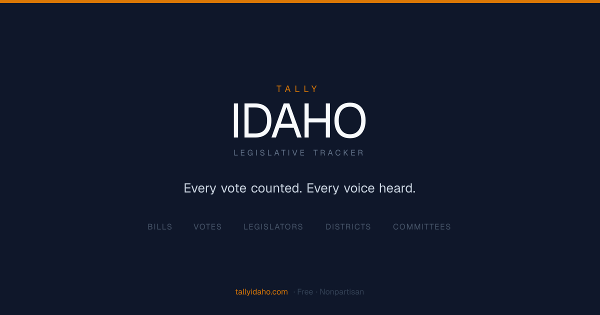 Tally Idaho — Track Every Vote in the Idaho Legislature